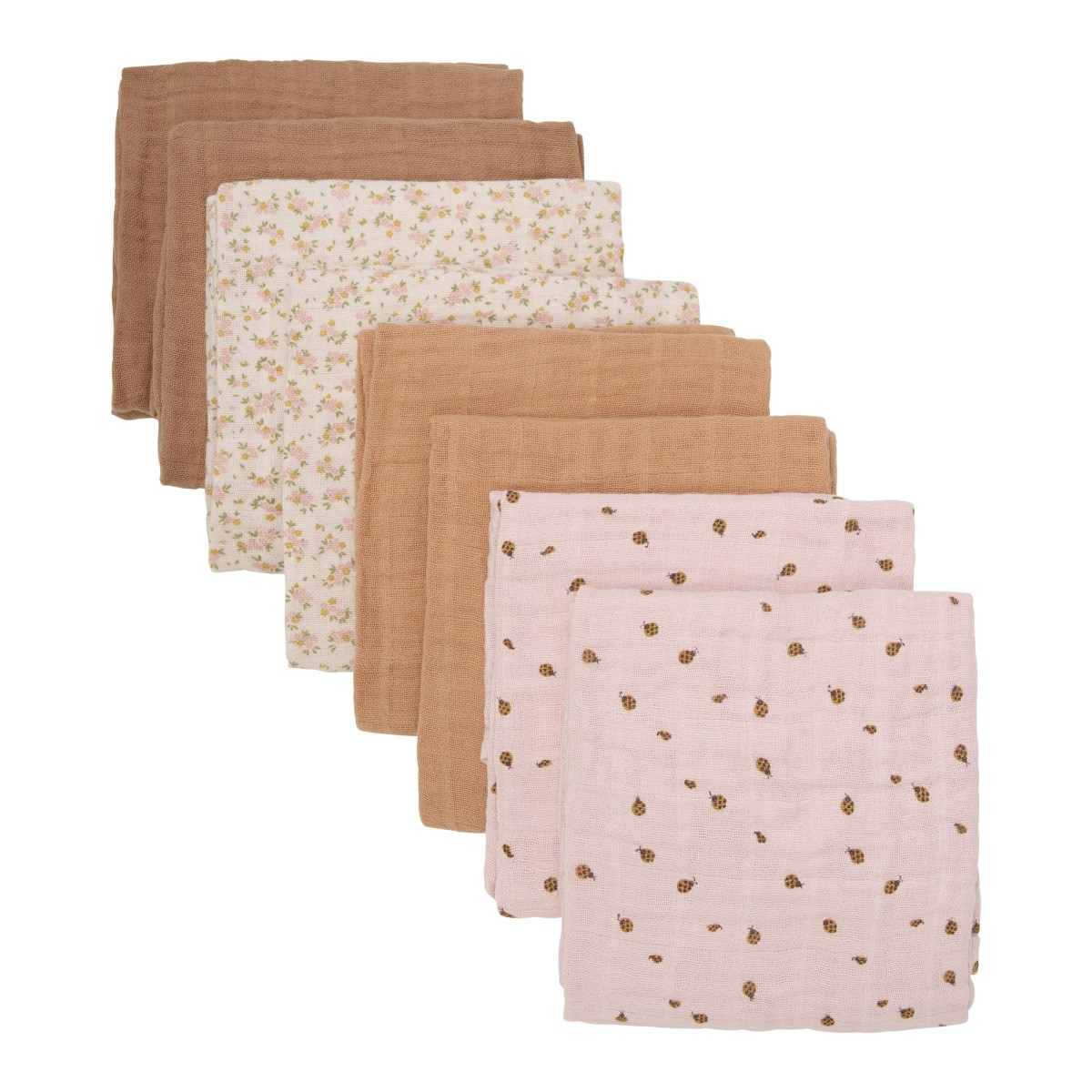 Pudrasto roza plenice iz organskega bombaža PIKAPOLONICE in CVETLICE (8 KOSOV) Pippi®