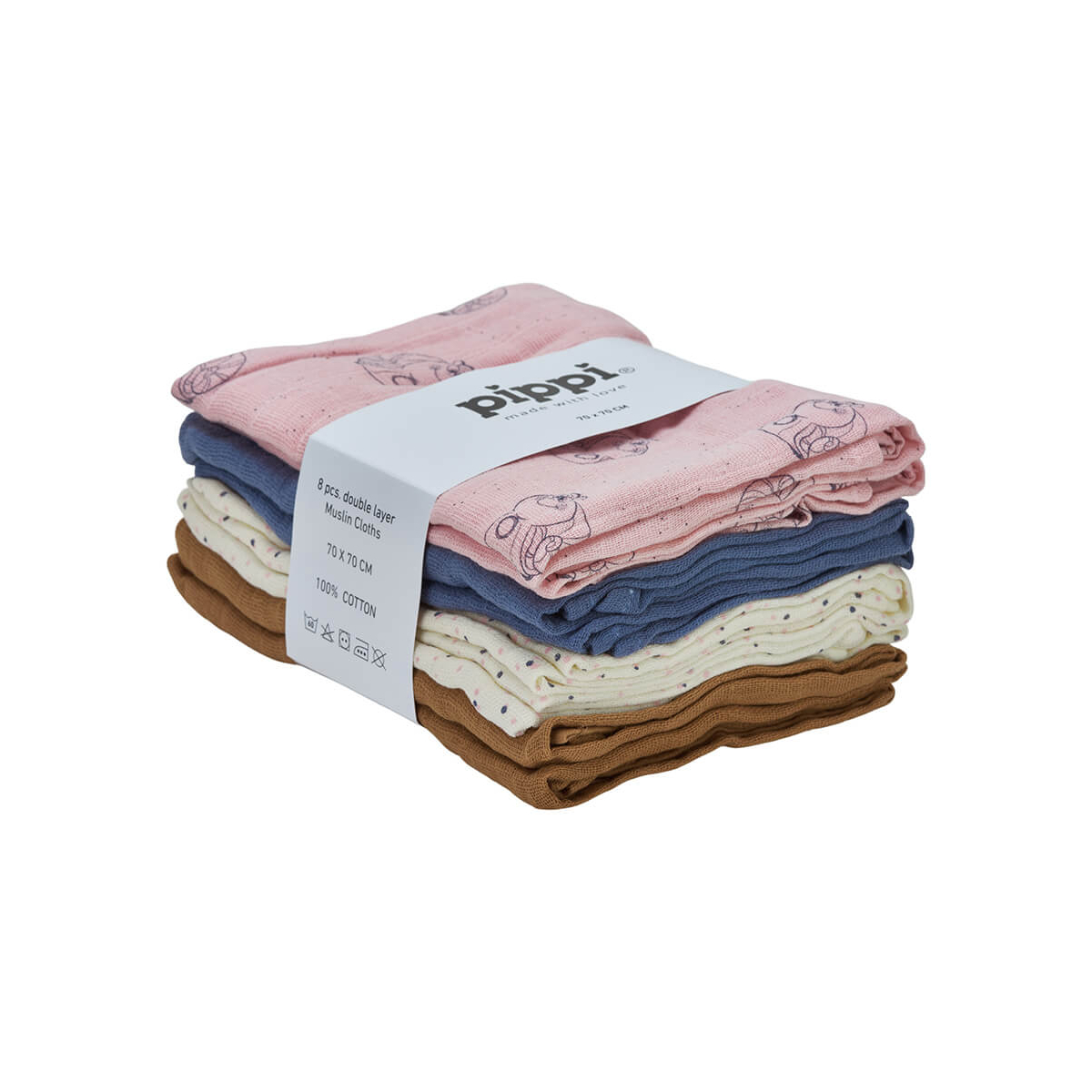 Roza tetra pleničke s potiskom POLŽKI (8 KOSOV) Pippi®