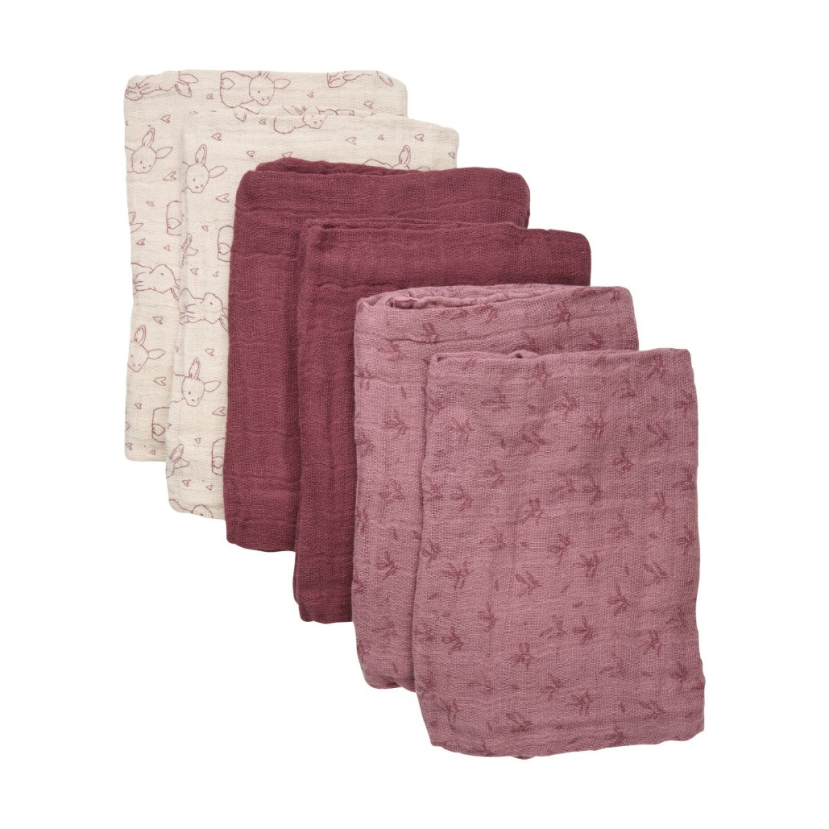 Roza rdeče in bele pleničke s potiskom, rožice in zajčki (8 KOSOV) Pippi®