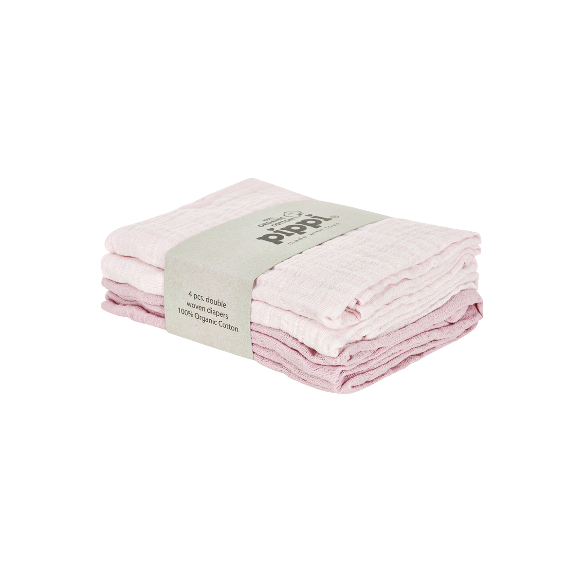 Svetlo pastelno roza in pudrasto roza tetra pleničke iz organskega bombaža (4 KOSI) Pippi®