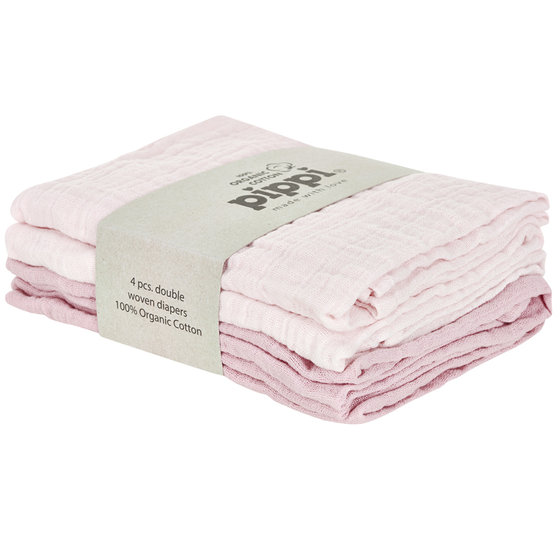 Svetlo pastelno roza in pudrasto roza tetra pleničke iz organskega bombaža (4 KOSI) Pippi®